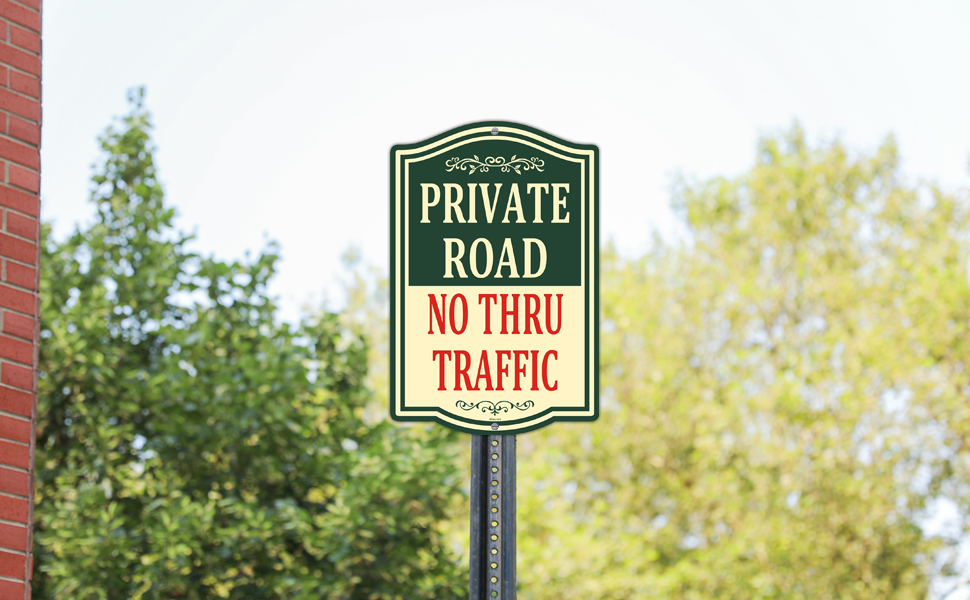 Amazon.com: Private Road No Thru Traffic Signs 12" x 18" No Through ...