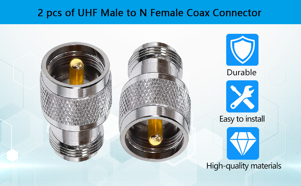 Amazon.com: TUOLNK UHF to N Coax Connector N-Type Female Jack to PL259 UHF Male Plug RF Coaxial ...