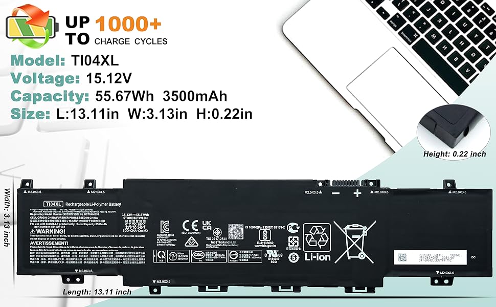 Amazon.com: BOWEIRUI TI04XL Laptop Battery Compatible with HP Envy 17 Envy 17-ch Series Laptop ...