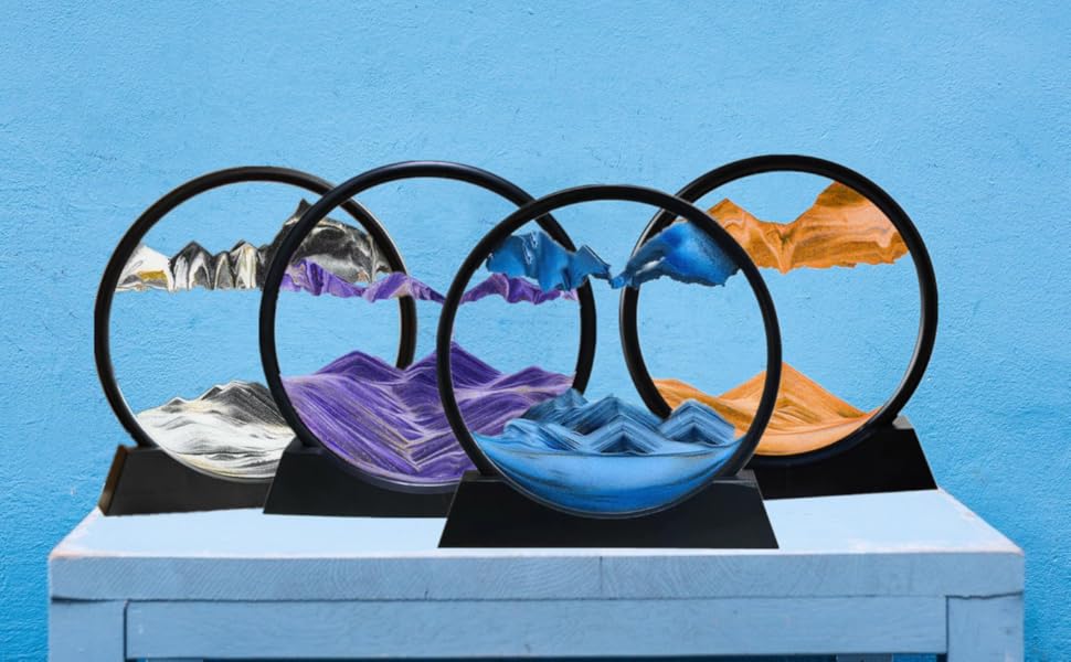 Amazon.com: ANXUS Moving Sand Art Picture in Motion Round Glass 3D Deep ...