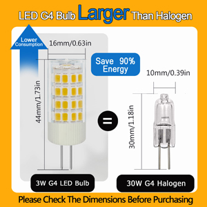 3W G4 LED Bulb 12V Replacement 20W-30W Halogen Lamp for JC Type Bi-Pin Base Landscape Bulbs ...