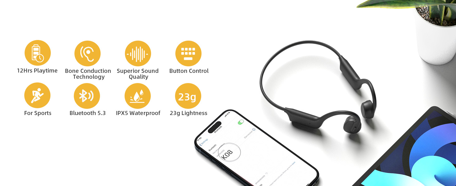 Amazon.com: Open Ear Headphones Bluetooth 5.3 Bone Conduction Wireless ...