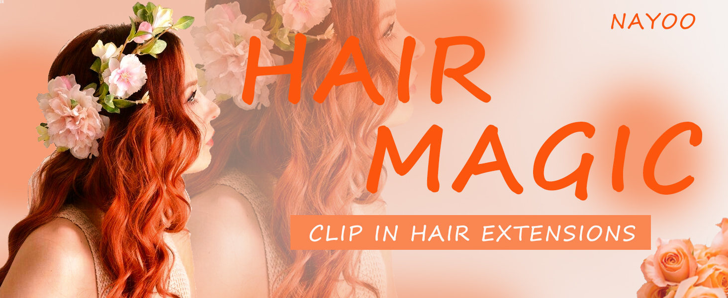 Amazon.com : NAYOO Clip in Long Wavy Hair Extensions for Women 4PCS Copper Red Curly Synthetic ...