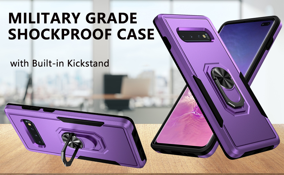 Amazon.com: Fucozan for Samsung Galaxy S10 Plus Case with Kickstand Armor Magnetic Ring Rugged ...