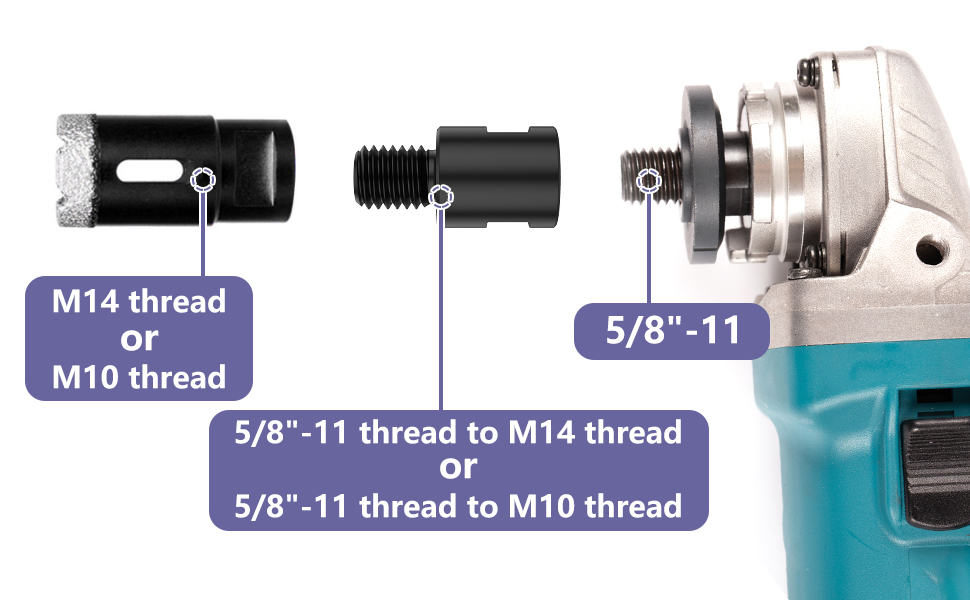 4Pcs Angle Grinder Converter Adapters - 5/8"-11 Female to M14/M10 Male Attachments, Thread ...