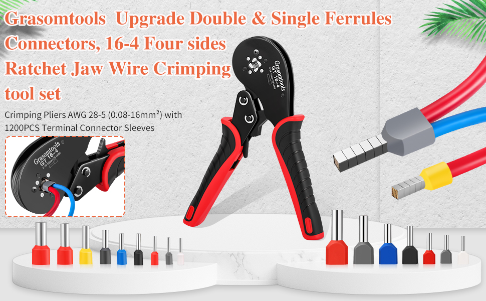 Grasomtools ® Kit d'outils de sertissage de virole, connecteurs à virole double et simple, pince ...