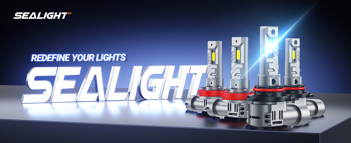 SEALIGHT X1S H11 9005 LED Headlight Bulbs, 800% Brighter 6500K Cool White 9005/HB3 H11/H8/H9/H16 ...