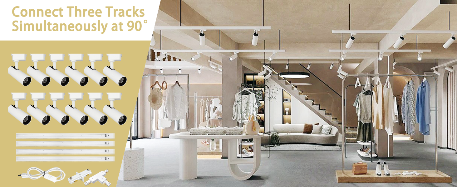 12 Pack H Type LED Track Lighting Heads, 30W 6000K Cool White Track Lighting System Compatible ...