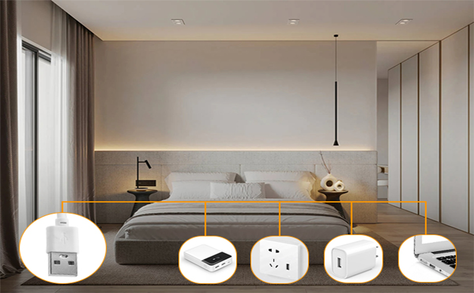 ALITOVE USB COB LED Strip Light 2M Warm White 3000K 320LEDs/m 5V LED Rope Light Flexible TV ...