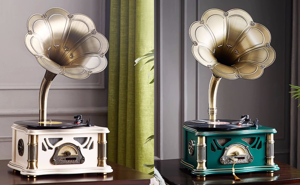 Amazon.com: HZLSBL Vintage Gramophone with Bluetooth Output Vintage ...