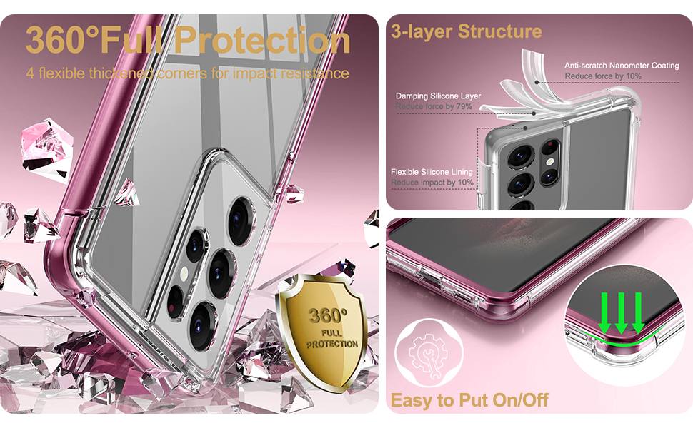 Amazon.com: SURITCH for Samsung Galaxy S21 Ultra Clear Case 6.8" (Only), [Built-in Screen ...