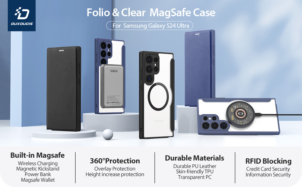 DUX DUCIS Case for Samsung Galaxy S24 Ultra Wallet with Card Holder [Compatible MagSafe] [RFID ...