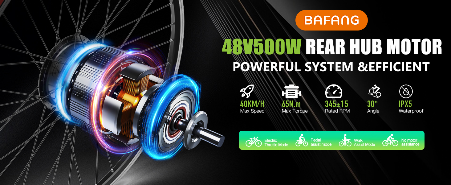 BAFANG 48V 500W Rear Hub Motor Kit - 26" 27.5" 28" 29" 700C Rear Wheel Ebike Conversion Kit with ...