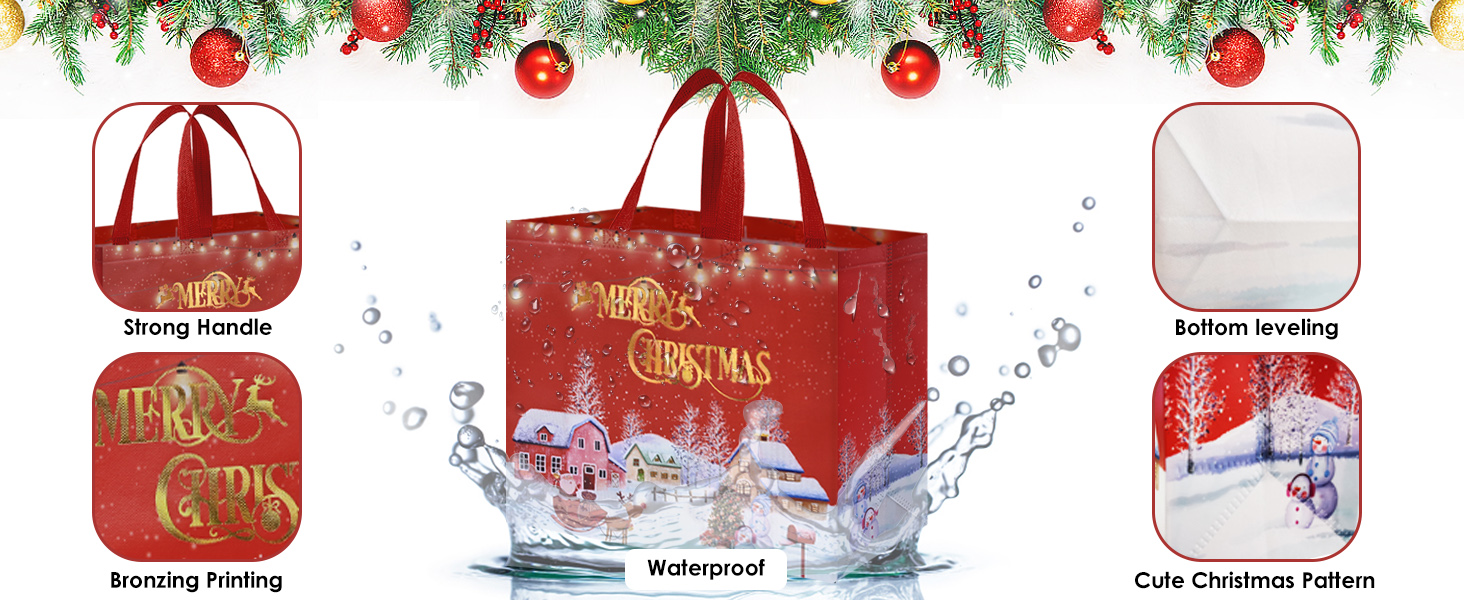 AhfuLife Extra Large Christmas Gift Bags, 18pcs Xmas Gift Tote Bags ...