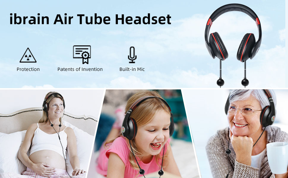 Amazon.com: ibrain Air Tube Headphones Air Tube Headset Over The Ear Headphones Wired Airtube ...
