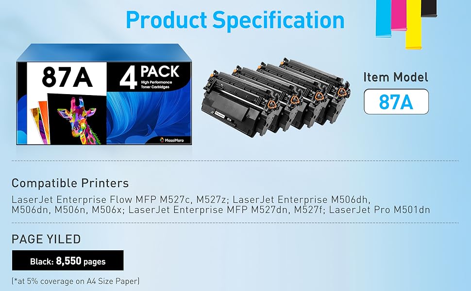 Amazon.com: MasaiMara for HP 87A CF287A 87X CF287X Black Toner Cartridge | Works for HP Laserjet ...