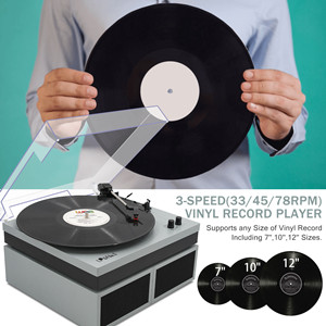 Amazon.com: LP&No.1 Record Player with External Speakers, 3 Speed ...