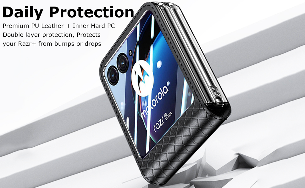 Amazon.com: YQODSZ for Motorola Moto Razr+ 2023 Leather Case with Screen Protector, [Hinge ...
