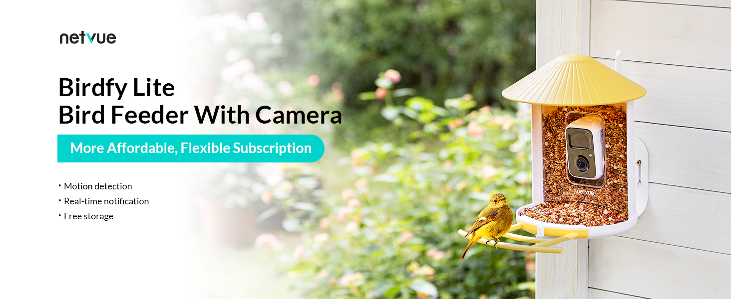 Amazon.com : NETVUE Birdfy Lite- Smart Bird Feeder Camera with Solar Panel, Bird Watching Camera ...