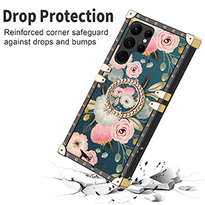 Amazon.com: WOLLONY for Samsung Galaxy S22 Ultra 5G Square Case for Women with Ring Stand Holder ...