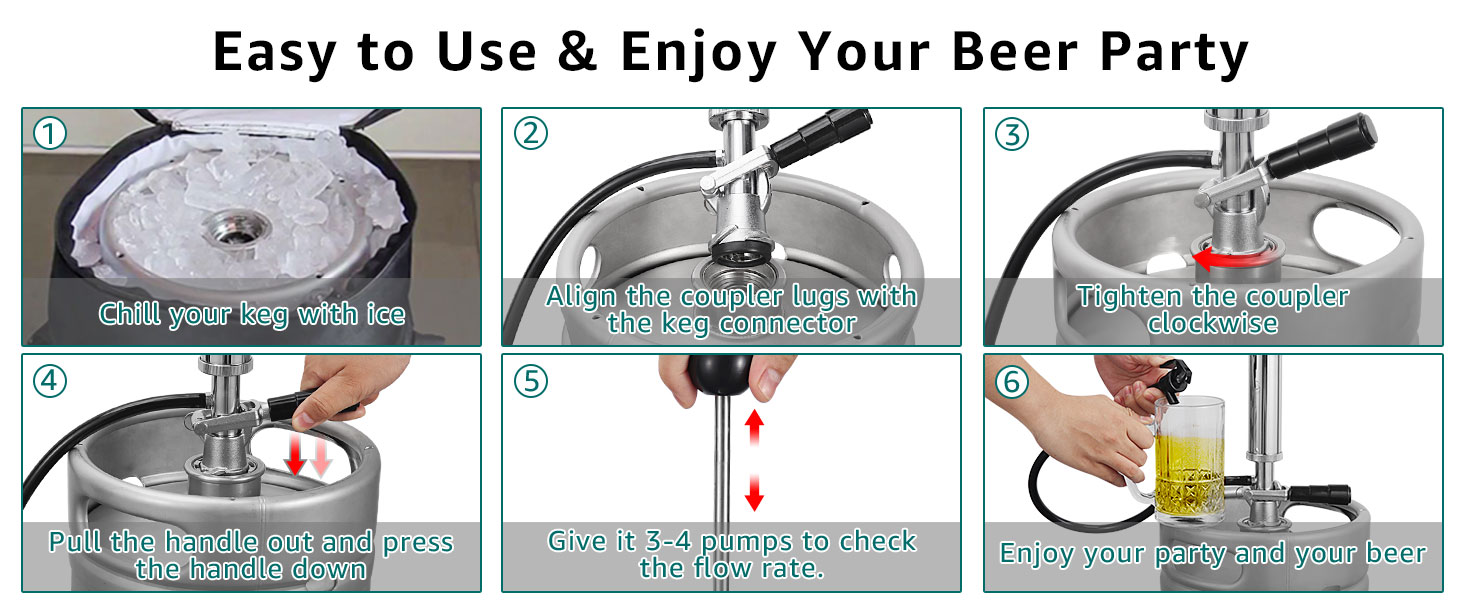 Amazon.com: 8" Keg Tap Pump - American D-System Beer Keg Tap, Party Beer Keg Hand Pump Tap Kit ...