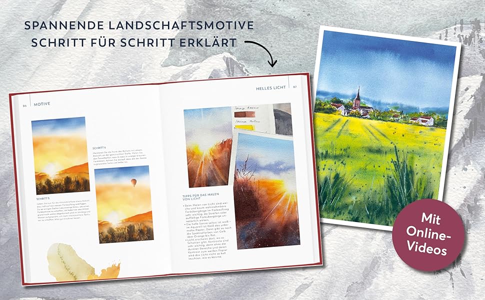 Landschaften aquarellieren: Mit den neuen supergranulierenden Aquarellfarben für erstaunliche ...