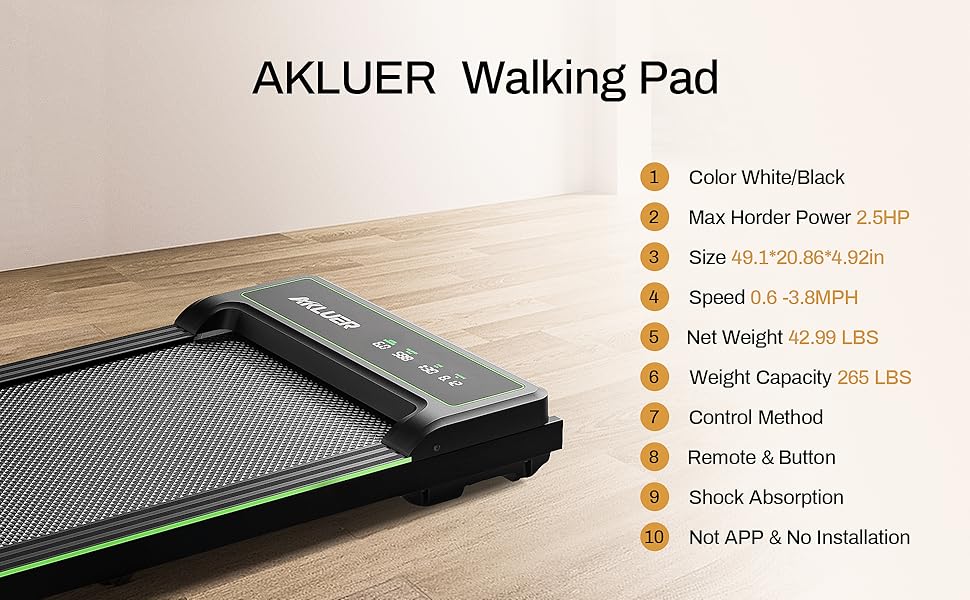 Amazon.com : Walking Pad, AKLUER Under Desk Treadmill, Portable Walking Pad Treadmill with ...
