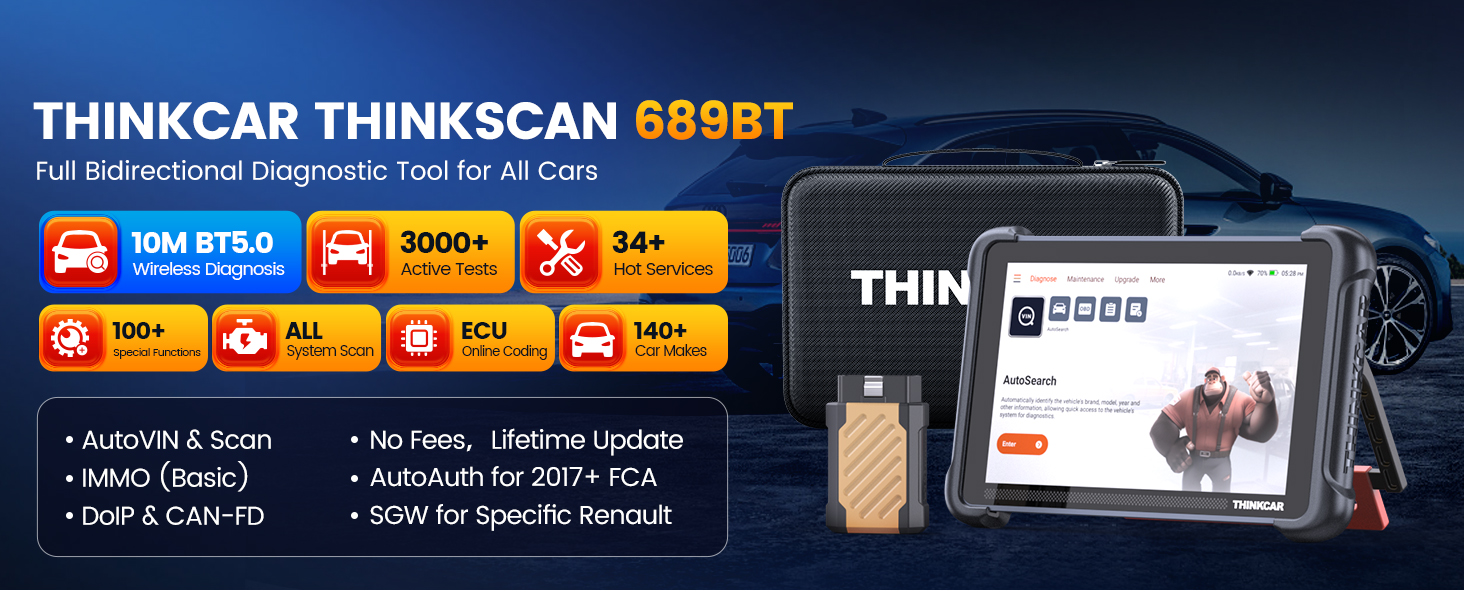 THINKCAR Car Diagnostic Tool, TK689BT Bidirectional Diagnostic Tool ...