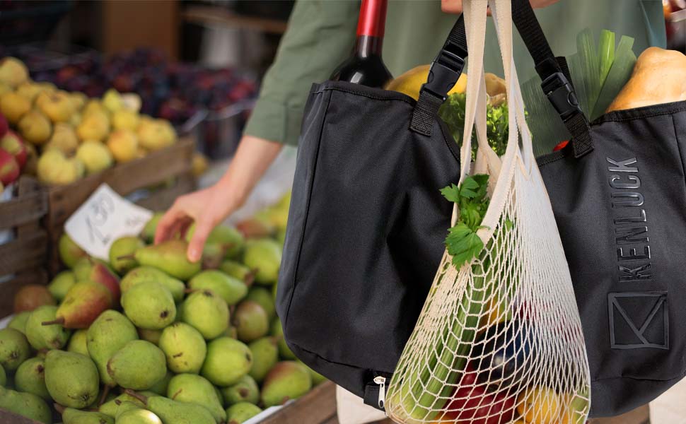 KENLUCK Mini Bollerwagen faltbar mit Tasche zum Organiser & Einkaufen, klabbarer Transportwagen ...