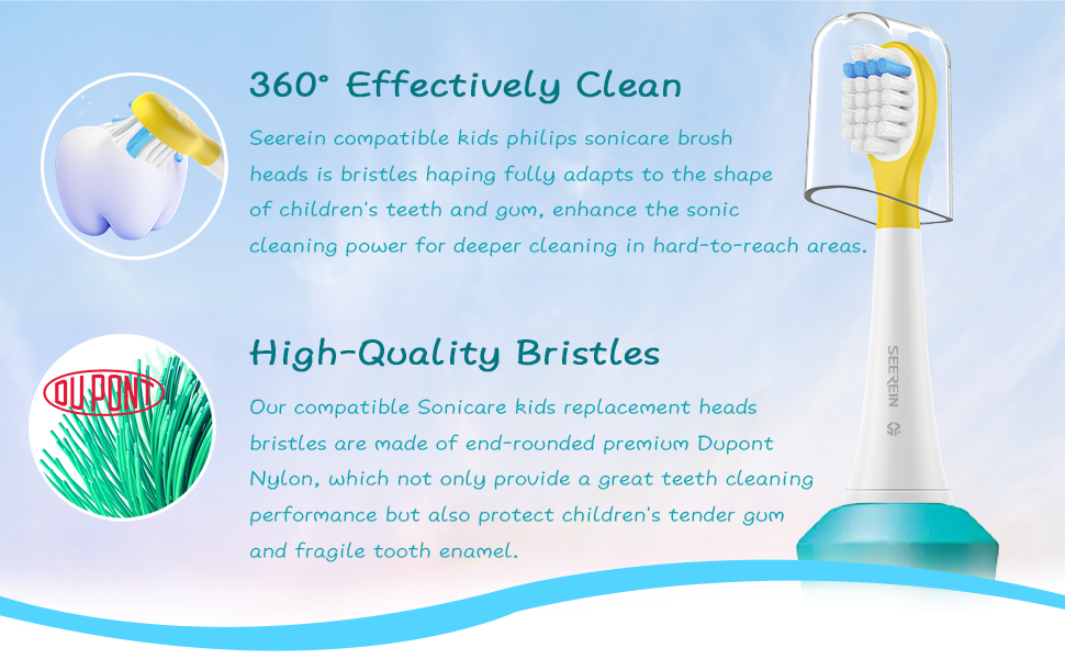 Amazon.com : SEEREIN Kids Toothbrush Replacement Head Compatible with ...