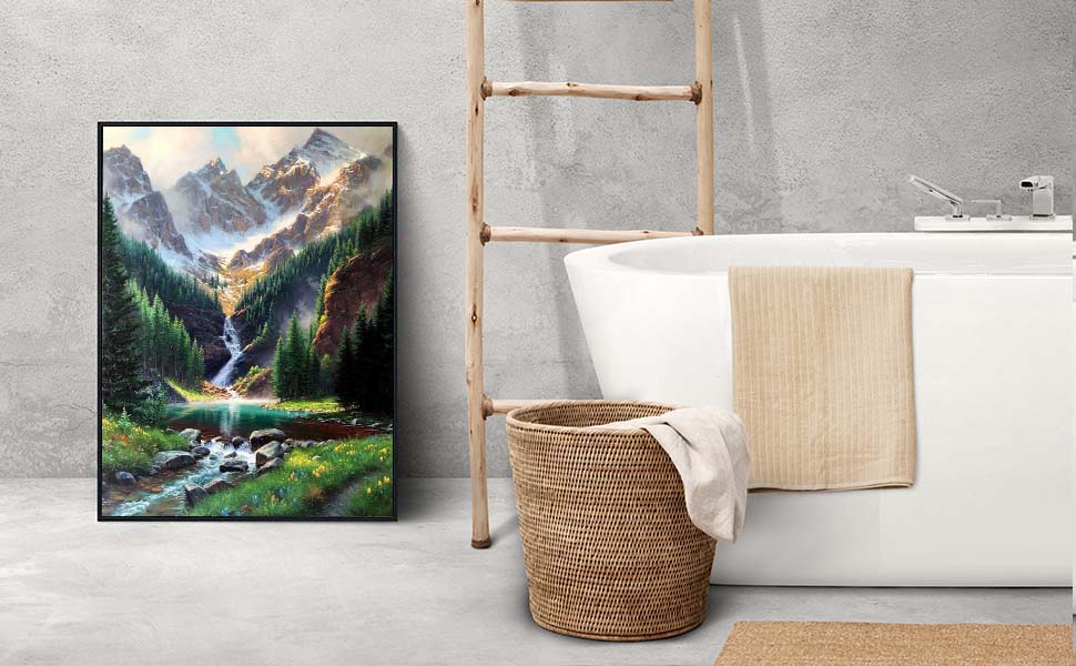 Hjjdiyes Malen Nach Zahlen Erwachsene Landschaft Auf Berg Und Wasser Mit Knitterfreie Leinwand ...