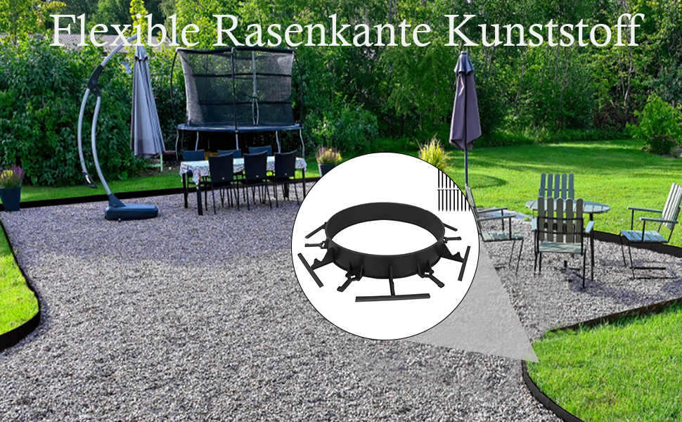 Aufun Flexible Rasenkante Kunststoff 12M, Pflasterkante Beeteinfassung Beetumrandung Mähkante ...