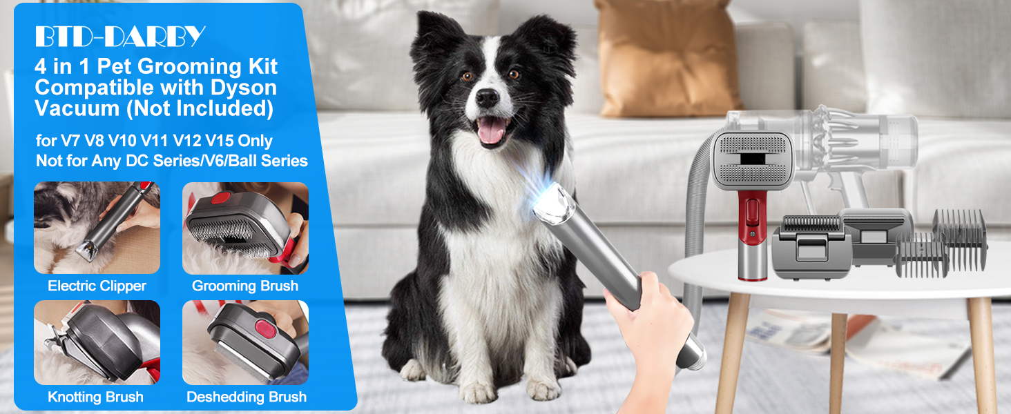 Amazon.com: BTD-DARBY Dog Pet Grooming Attachment Kit for Dyson Vacuum V7 V8 V10 V11 V12 V15 ...