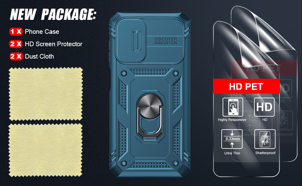 LeYi for Samsung A13 Phone Case with Camera Cover Slider, (2 Pack HD Screen Protector) 360° Full ...