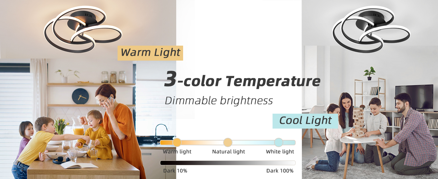 CANEOE Modern Led Ceiling Light, 42W Dimmable Close to Ceiling Light ...