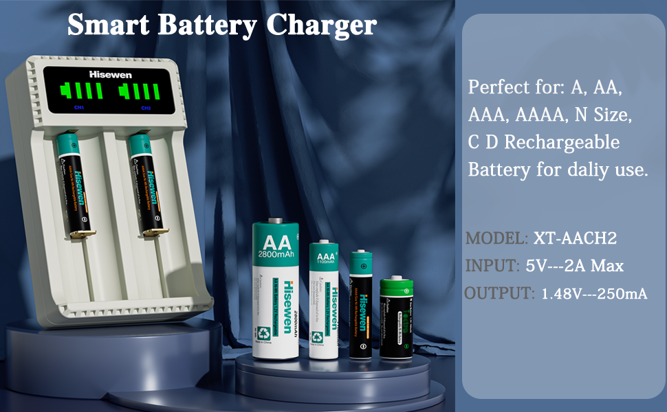 Batería AAAA recargable 4 unidades, cargador de batería AA AAA con visualización LED para ...