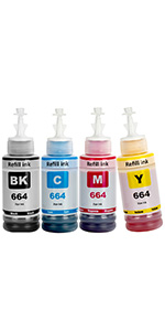 Amazon.com: SHUOLEI 664 T664 Ink Compatible T664 Refill Ink Bottles Work with ET-2650 ET-2500 ET ...
