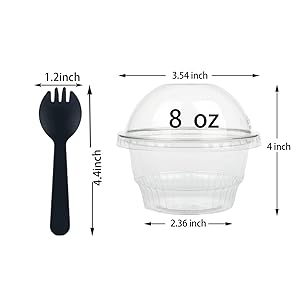 Amazon.com: ALMOXVYE 100 Pack 8 Oz Clear Plastic Cups with Dome Lids ...