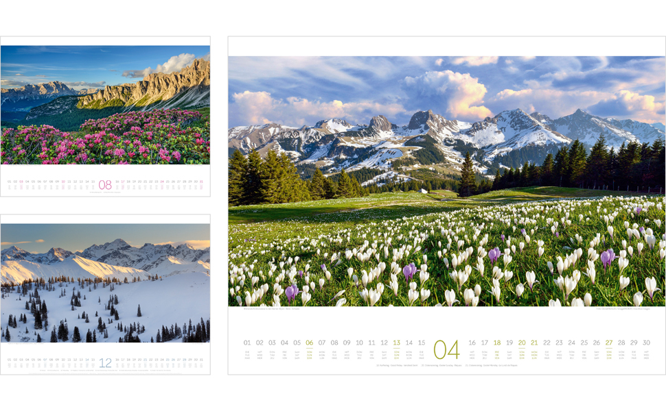 Naturparadies Alpen Kalender 2025, Wandkalender im Querformat (54x42 cm) - Natur- und ...