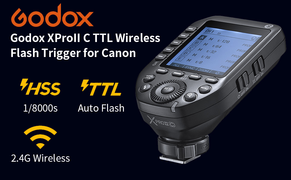 Amazon.com : GODOX XProII-C TTL Wireless Flash Trigger for Canon Cameras, 2.4G Wireless Flash ...