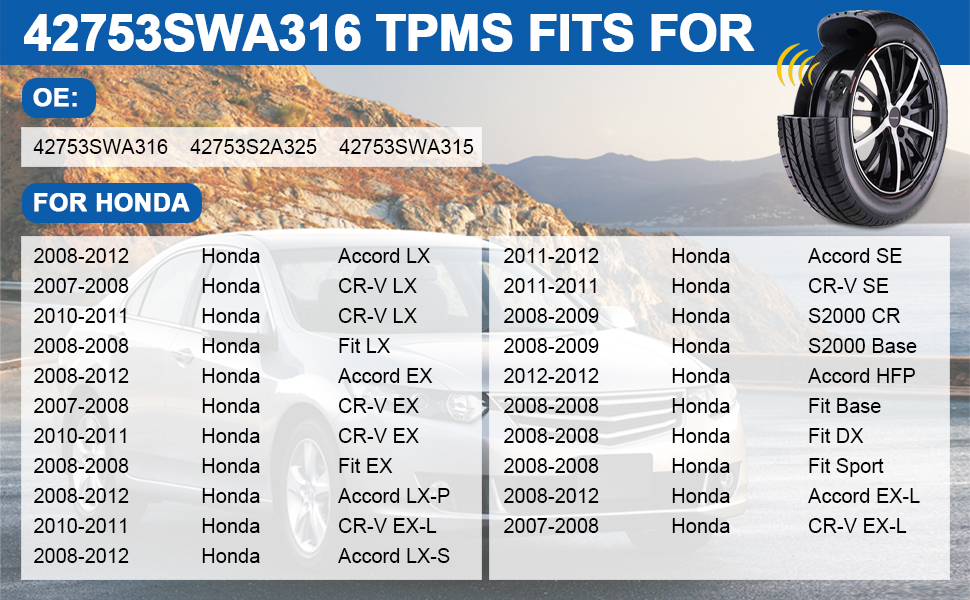 Amazon.com: tuhaowa TPMS Sensor 42753-SWA-316 Preprogrammed Tire Pressure Monitoring System ...