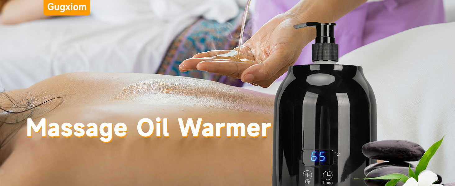 Gugxiom Massage Oil Warmer, LED Display Single Bottle Pro Massage Heater, Temperature Control ...