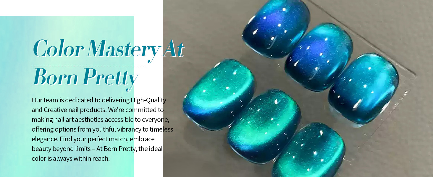 Amazon.com: Born Pretty Cat Magnetic Gel Nail Polish, Sea Blue Crystal Cat, Holographic Magnetic ...