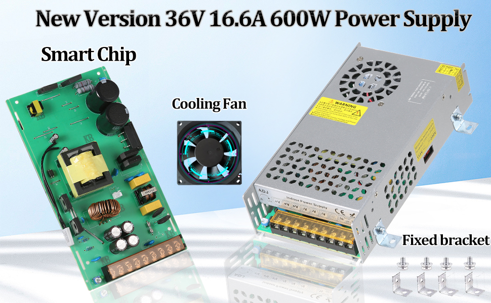 Amazon.com: New Version DC 36V 16.6A 600W DC Switching Power Supply Adapter 110V AC to 36V DC ...