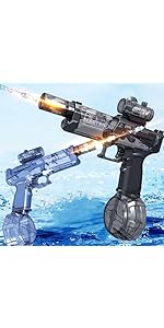 Amazon.com: 2 Pack Electric Water Guns with Light Up,Full Automatic Electric Squirt Gun 28-32 FT ...