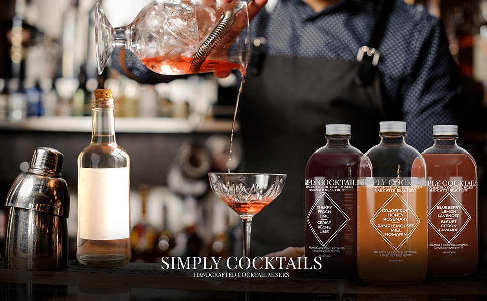 Amazon.com : Simply Cocktails Gin & Vodka Cocktail Mixer Set. Cherry Peach Lime, Blueberry Lemon ...