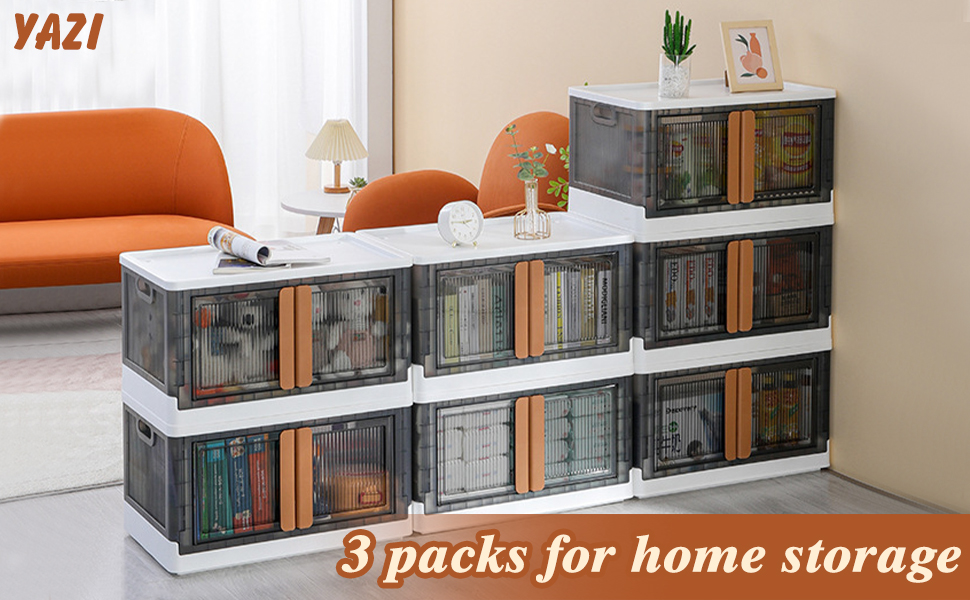 3 Pack Collapsible Storage Bins-72L Stackable Storage Bins,Large ...