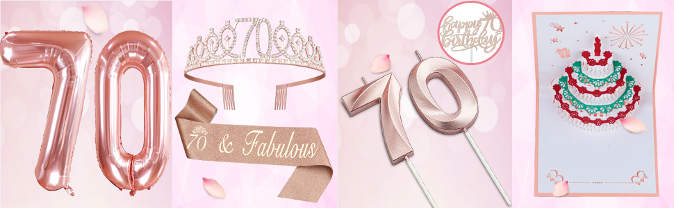 Amazon.com: 70th Birthday Decorations For Women, Include 70th Birthday Sash and Tiara, Birthday ...