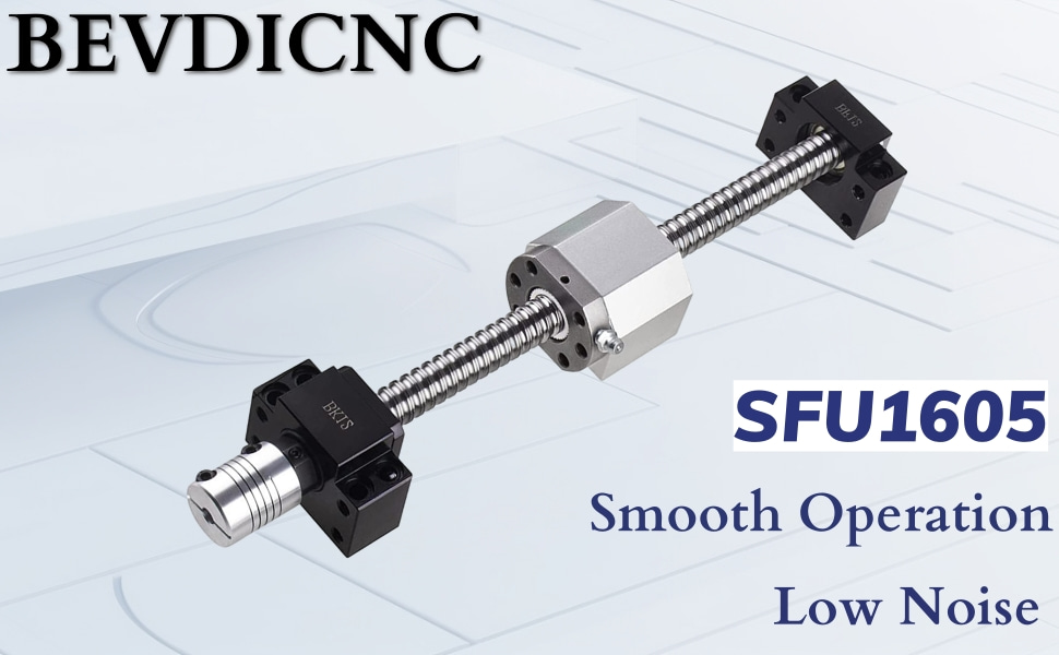BEVDICNC BallScrew SFU1605-550mm End Machine with Ballnut Housing and Couplers and BK/BF12,Ball ...