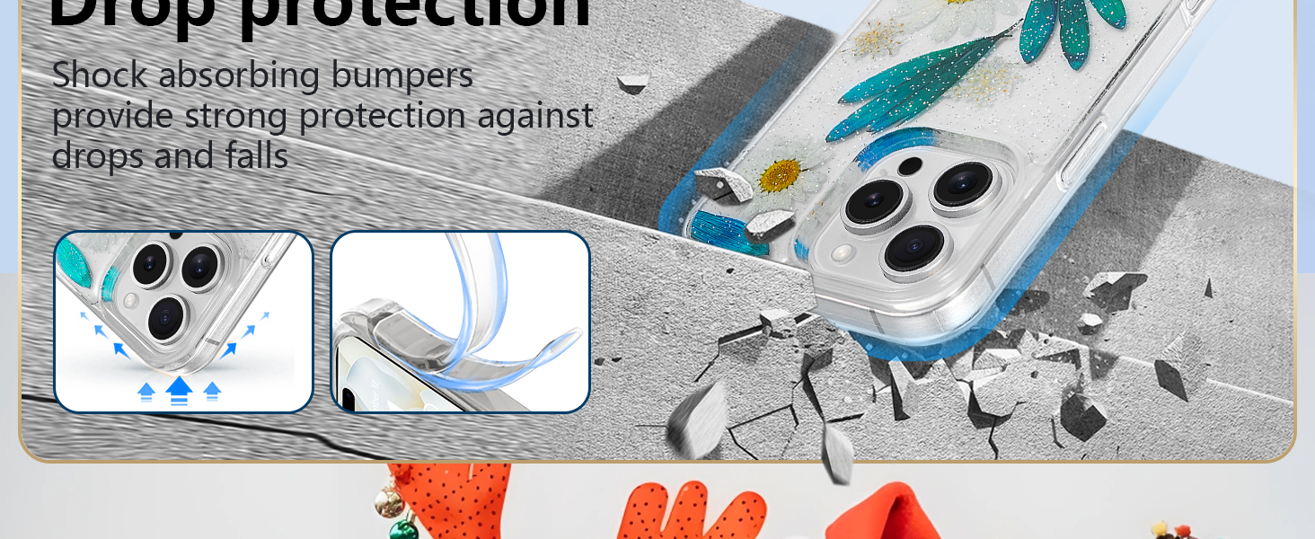 Amazon.com: rongki Floral Case for iPhone 16 Pro Max Clear Case with Real Dried Flower Patterns ...